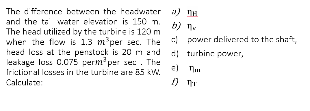 Solved The difference between the headwater a) ηH and the | Chegg.com