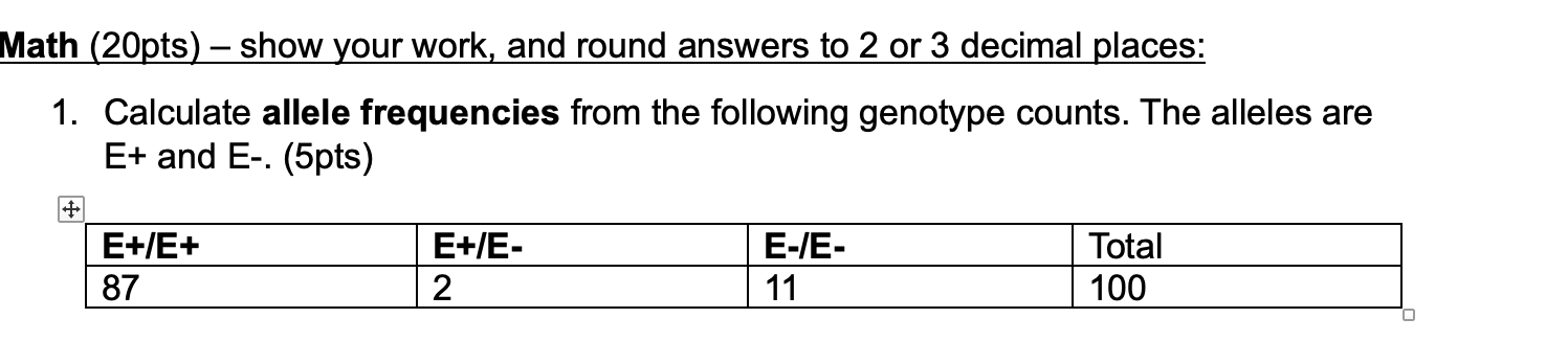 Solved Math (20pts) - ﻿show your work, and round answers to | Chegg.com