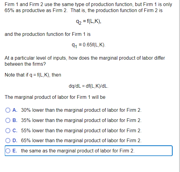 Solved Firm 1 and Firm 2 use the same type of production | Chegg.com
