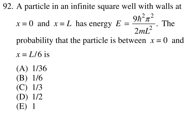 Solved 92. A particle in an infinite square well with walls | Chegg.com