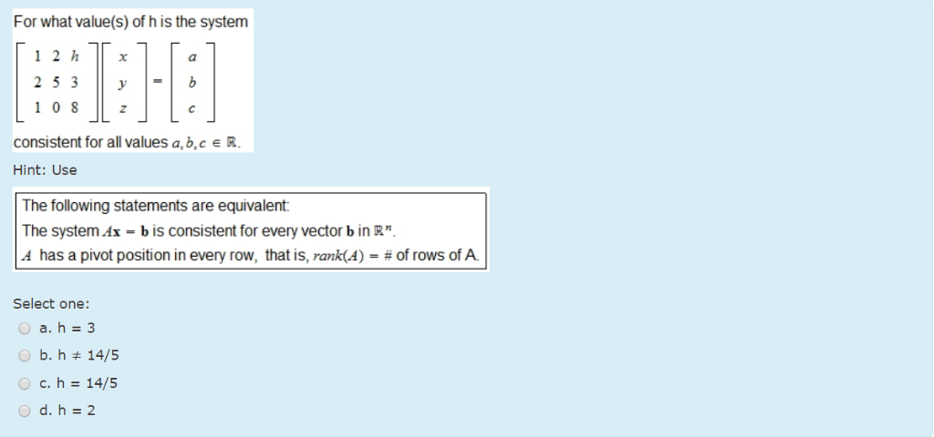 Solved Determine All Values Of The Parameter A For Which The
