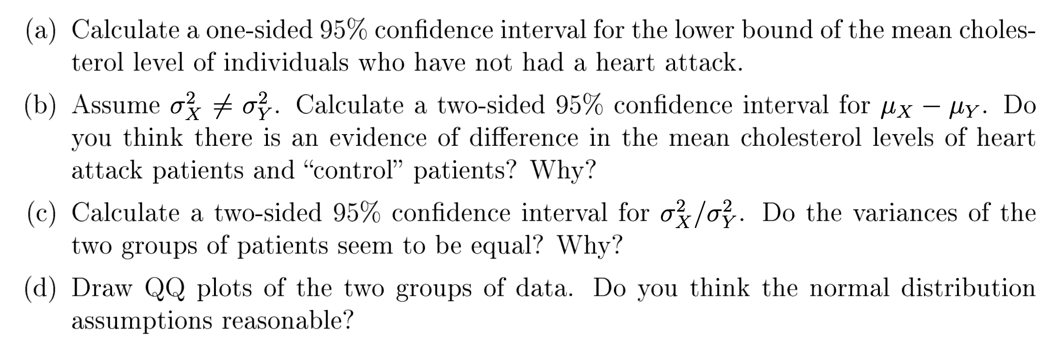 Solved 3. (R) Use the cholest dataset. Let X and Y denote | Chegg.com