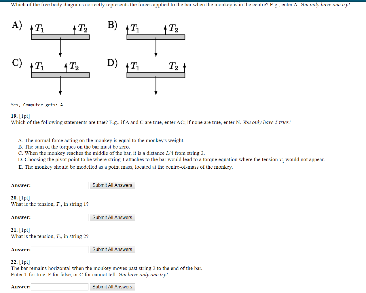 Which of the free body diagrams correctly represents | Chegg.com