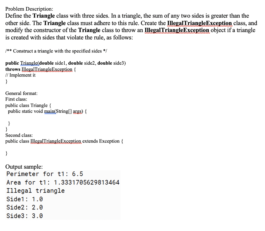 Problem Description: Define the Triangle class with | Chegg.com