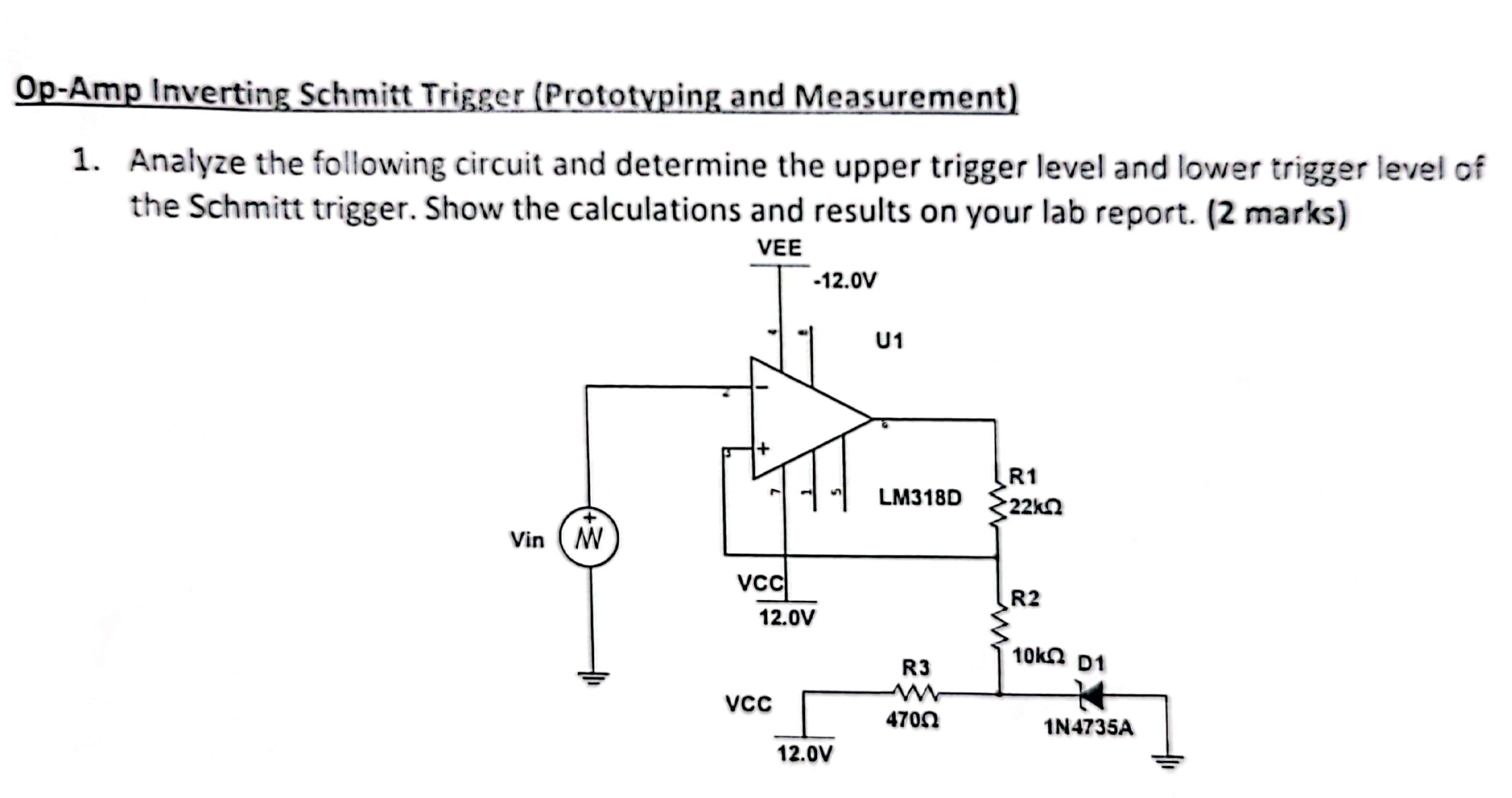 Solved p-Amp Inverting Schmitt Trigger (Prototvping and | Chegg.com
