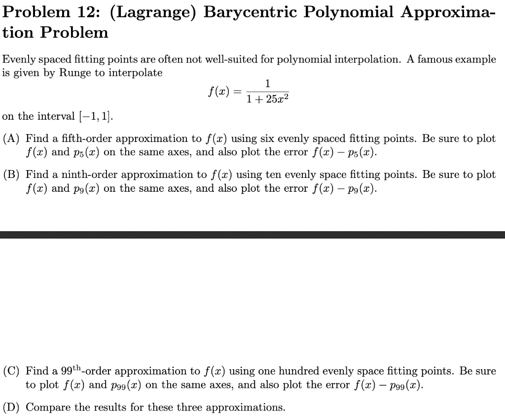 Solved Problem 12: (Lagrange) Barycentric Polynomial | Chegg.com
