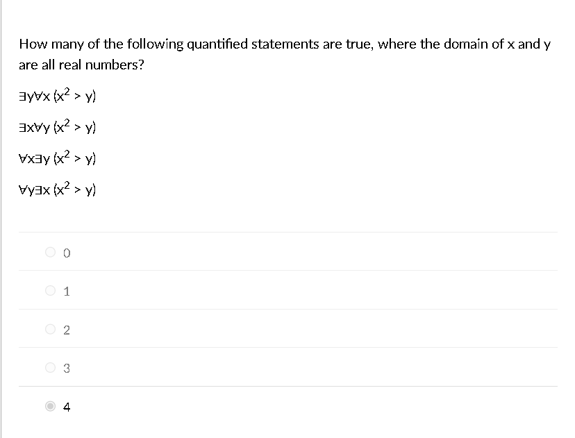 Solved How many of the following quantified statements are | Chegg.com
