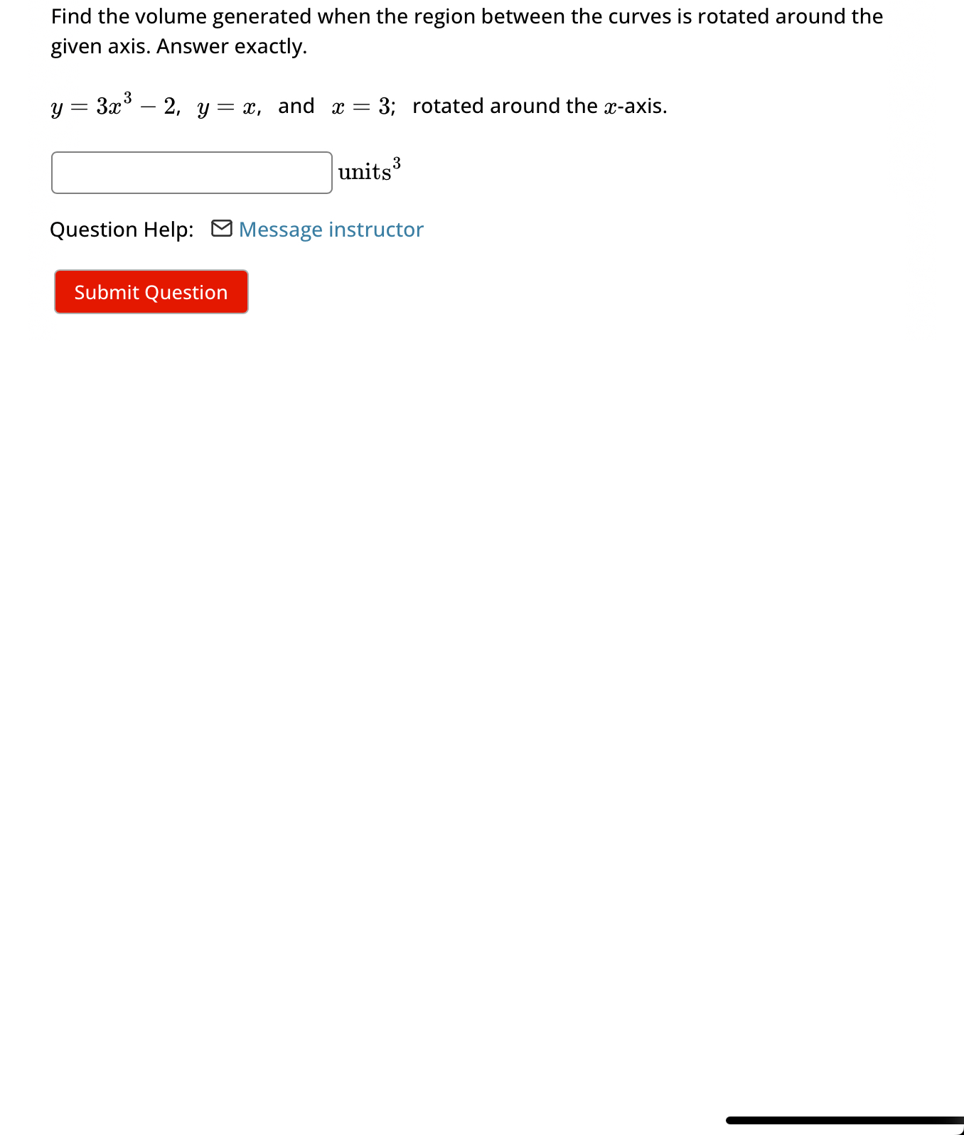 Solved Find the volume generated when the region between the | Chegg.com