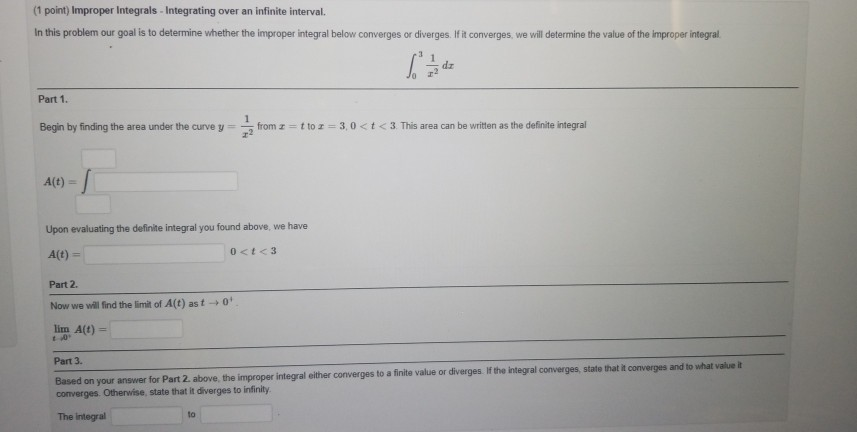 Solved (point improper Integrals - Integrating over an | Chegg.com