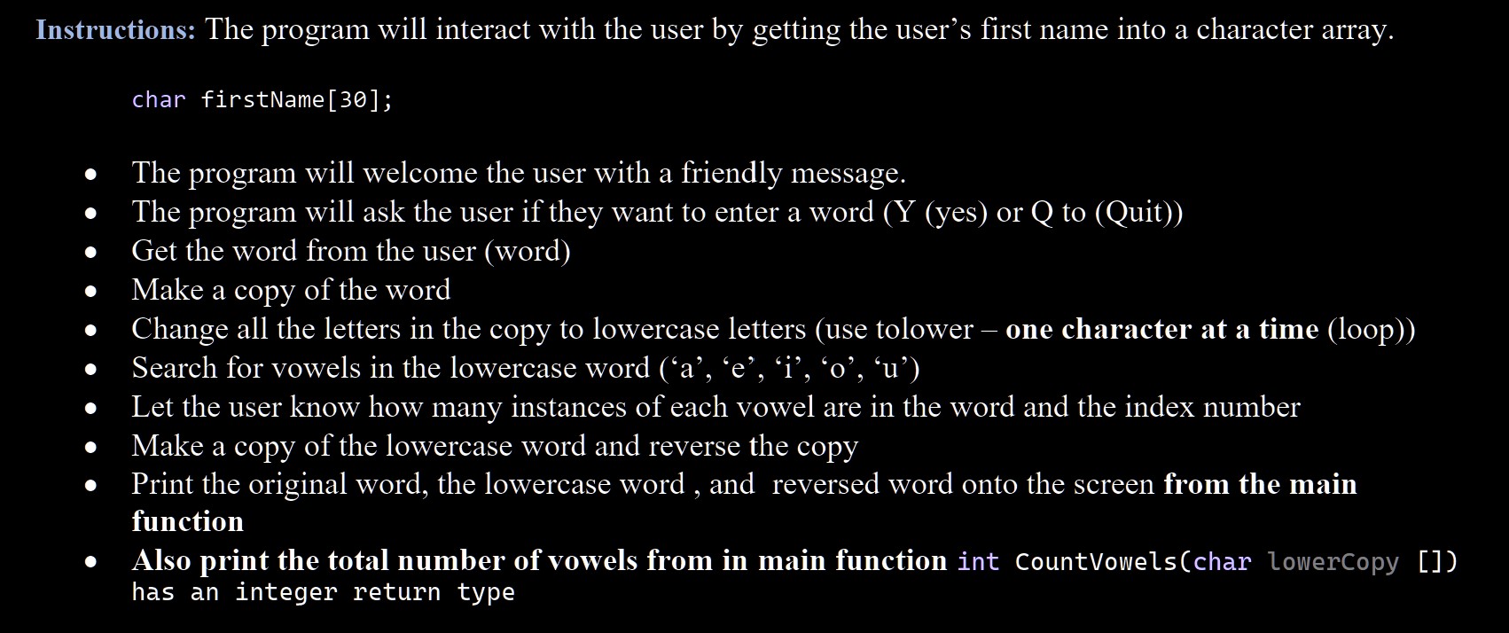 Solved Instructions: The program will interact with the user | Chegg.com