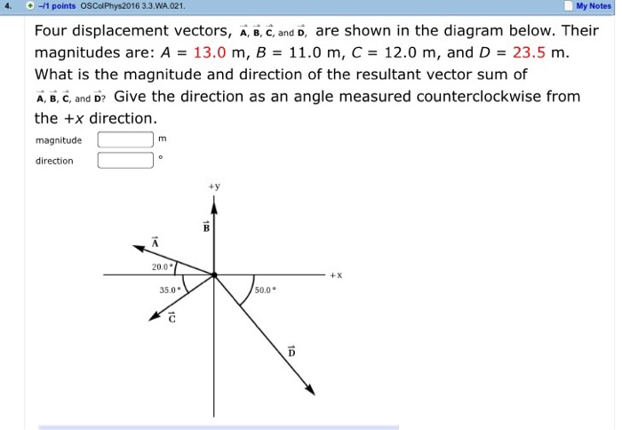 Solved Four displacement vectors, A^RightVector, | Chegg.com