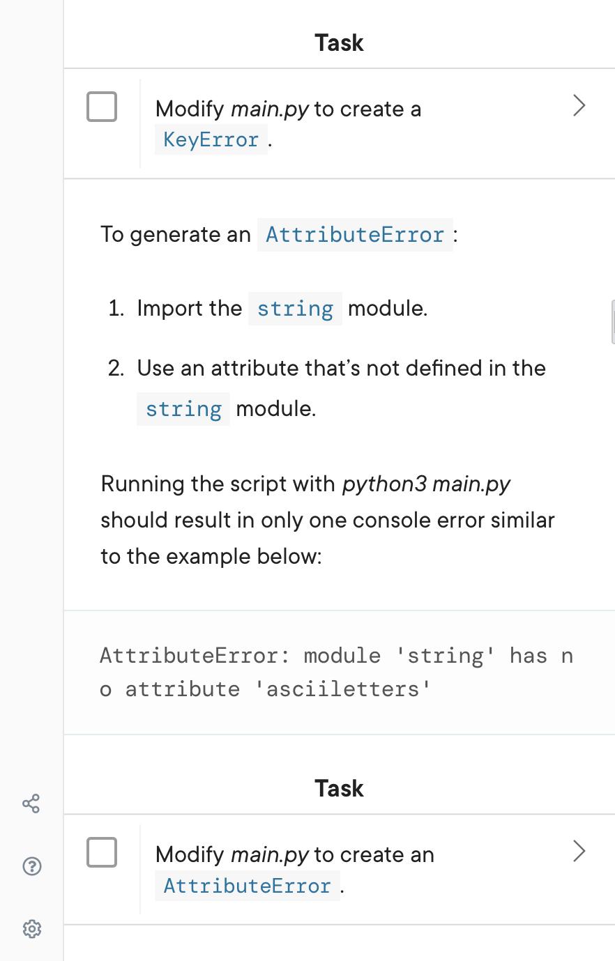 Solved o Identifying Error Scenarios To generate a KeyError: | Chegg.com