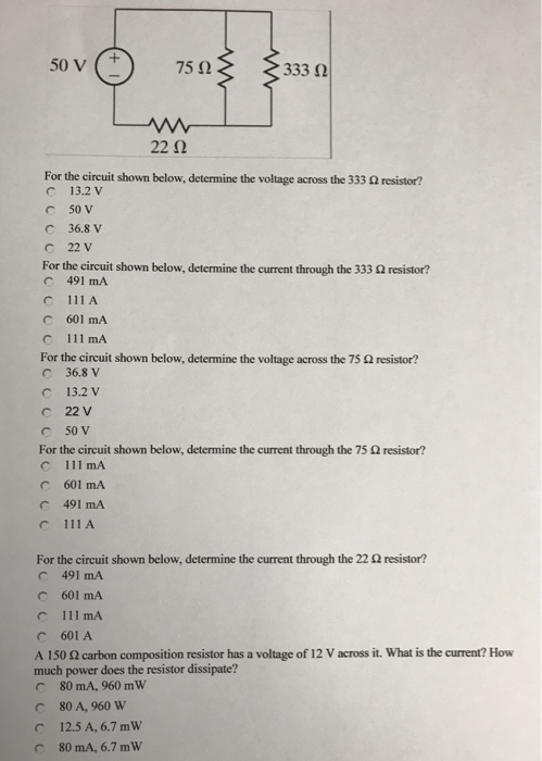 Solved For the circuit shown below, determine the voltage | Chegg.com