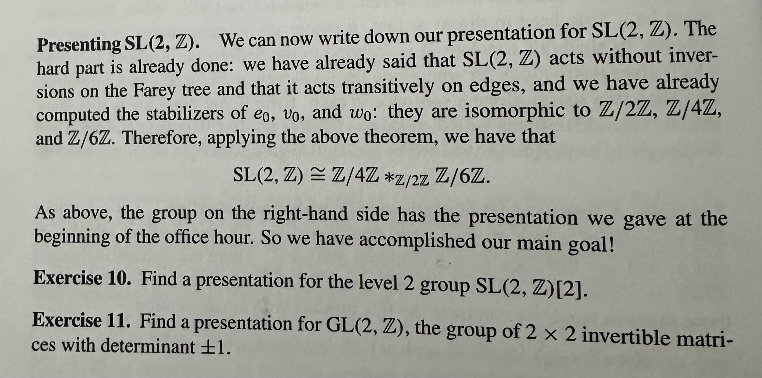 Solved Presenting SL(2,Z). ﻿We can now write down our | Chegg.com
