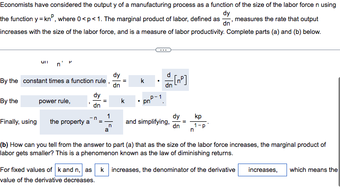 Solved Economists have considered the output y of a | Chegg.com