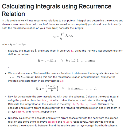 Calculating Integrals using Recurrence Relation In | Chegg.com