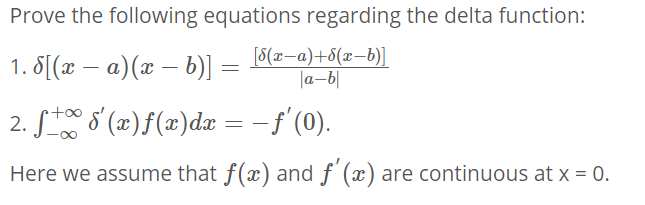 Solved Prove the following equations regarding the delta | Chegg.com
