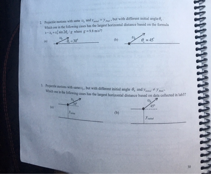 Solved 6, 2. Projectile motions with same u and yna y fonal | Chegg.com