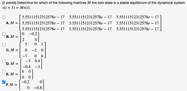 Solved -02] (2 points) Determine for which of the following | Chegg.com