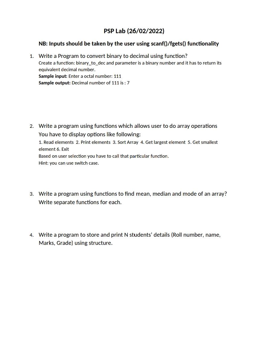 Solved ONLY THE 2ND QUESTION IS REQUIRED WRITE C PROGRAM AND | Chegg.com