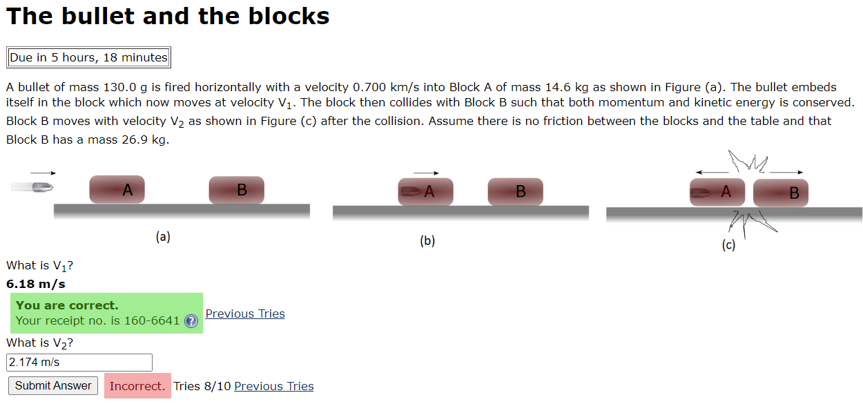 Solved The bullet and the blocks A bullet of mass 130.0 g is | Chegg.com