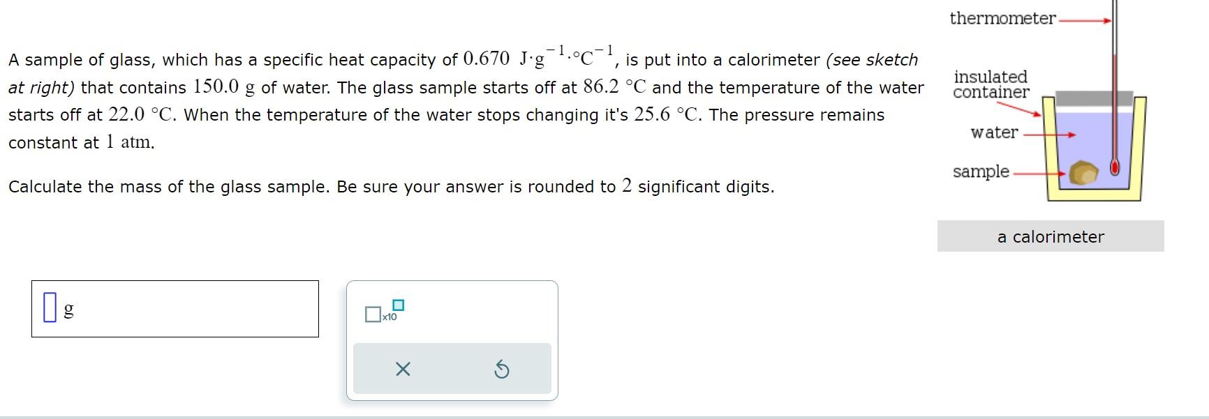 Solved A sample of glass, which has a specific heat capacity | Chegg.com