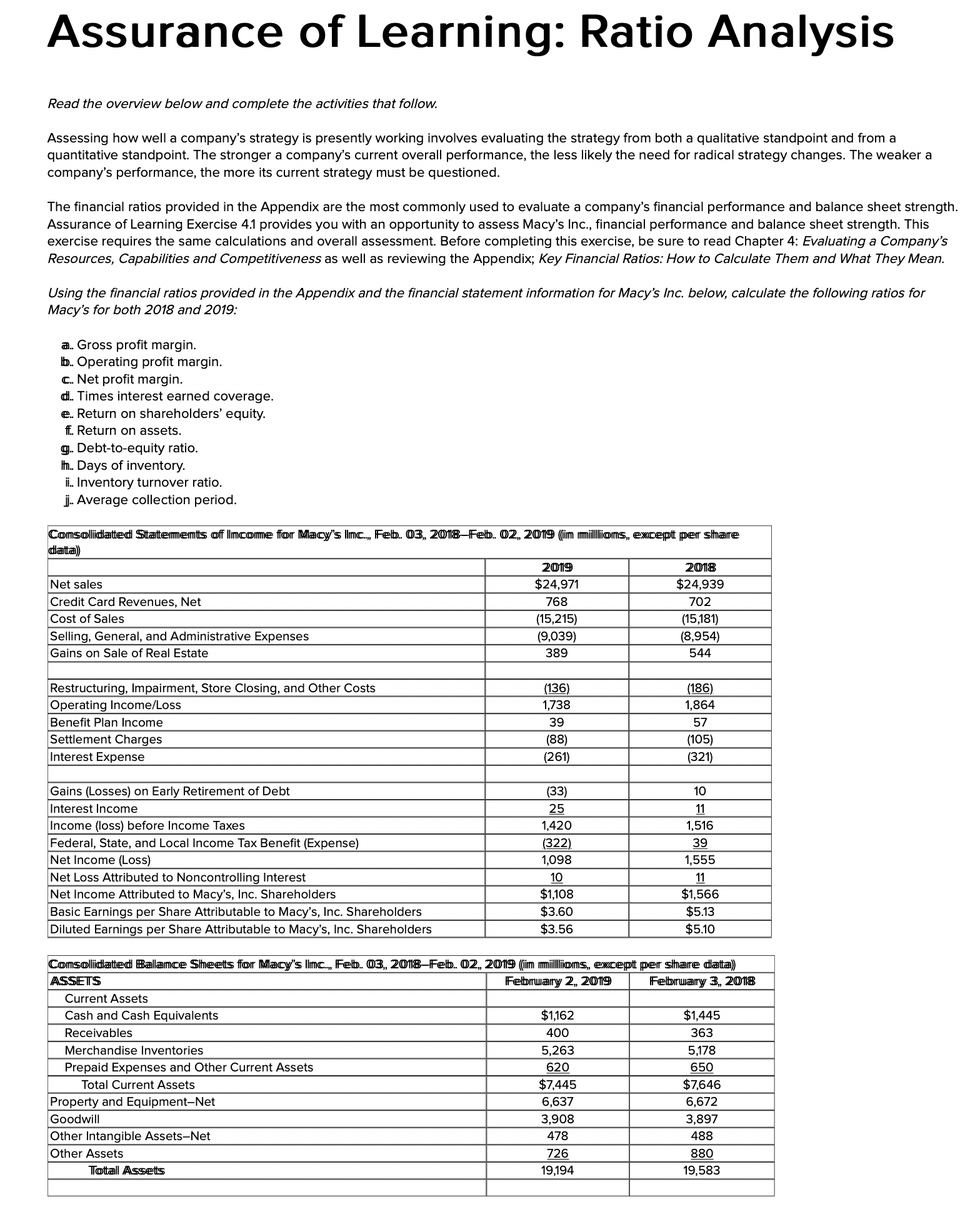 Solved Assurance of Learning: Ratio Analysis quantitative | Chegg.com