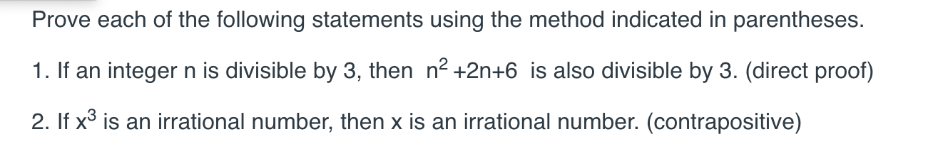 Solved Prove each of the following statements using the | Chegg.com