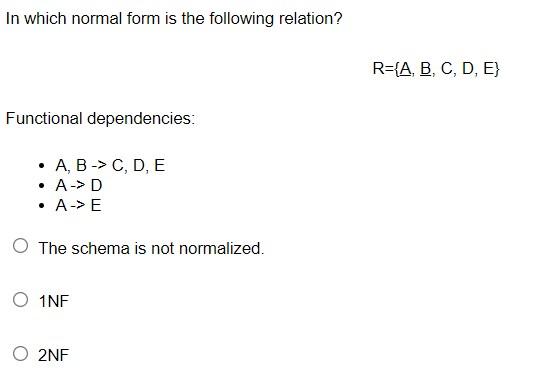 Solved In which normal form is the following relation? | Chegg.com