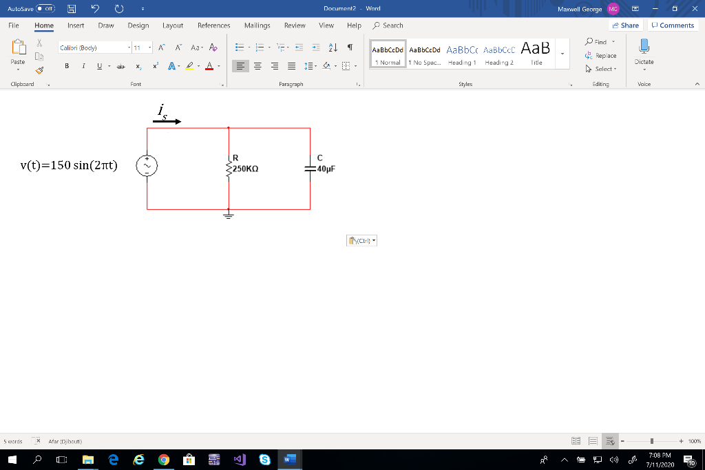 Solved Problem 2. In the following parallel RC network, | Chegg.com