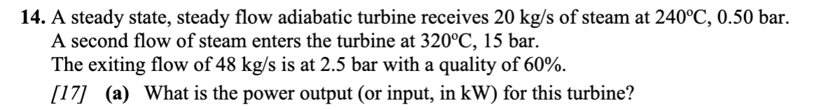 Solved 14. A steady state, steady flow adiabatic turbine | Chegg.com