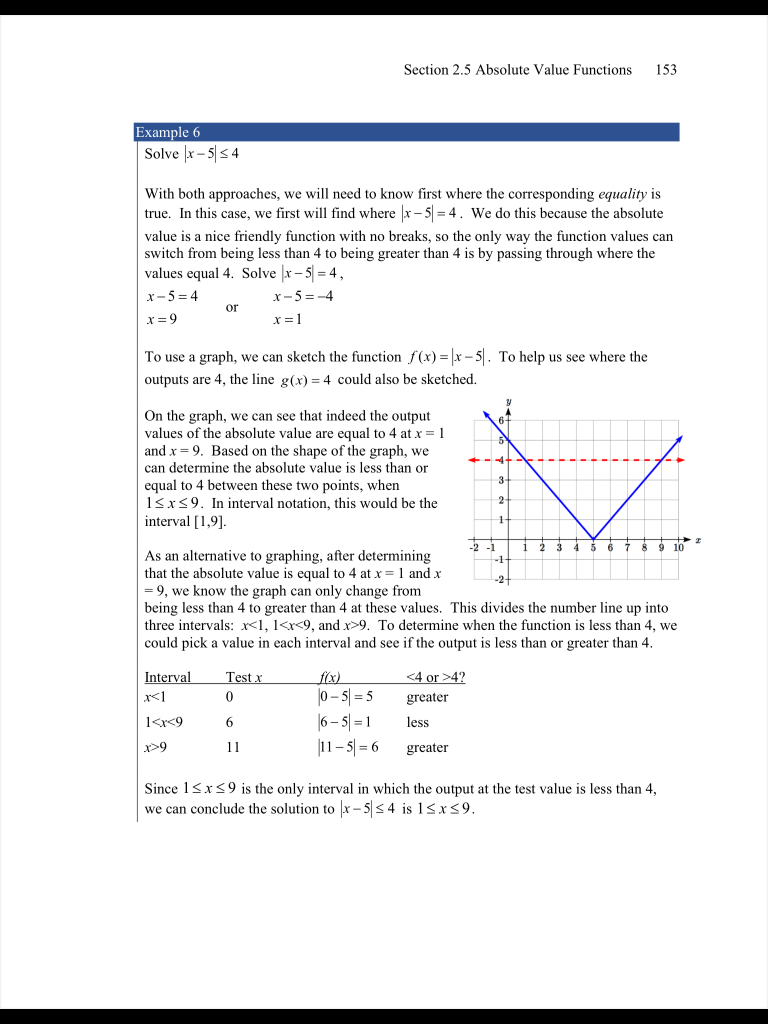 Solved Section 2.5 Absolute Value Functions 153 Example 6 | Chegg.com