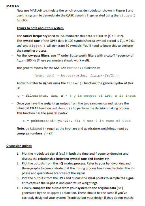 Solved Problem: A QPSK signal has the mathematical form | Chegg.com
