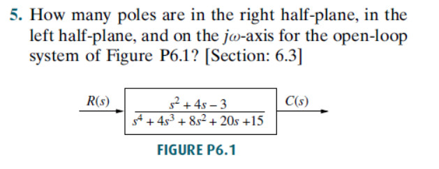 Solved 5. How many poles are in the right half-plane, in the | Chegg.com