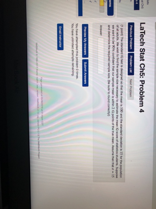 Solved t Chs LaTech Stat Ch5: Problem 4 (1 point) The | Chegg.com