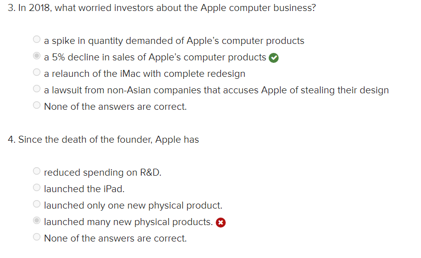 Solved 3. In 2018, what worried investors about the Apple | Chegg.com