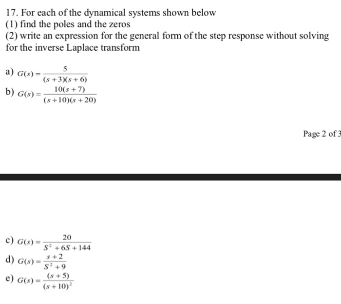Solved 17. For each of the dynamical systems shown below (I) | Chegg.com