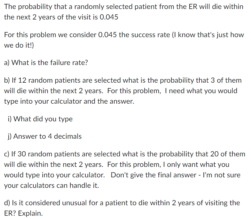 Solved The probability that a randomly selected patient from | Chegg.com