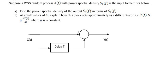 Solved Suppose a WSS random process X(t) with power spectral | Chegg.com