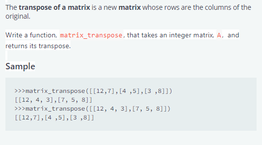 Solved The transpose of a matrix is a new matrix whose rows | Chegg.com