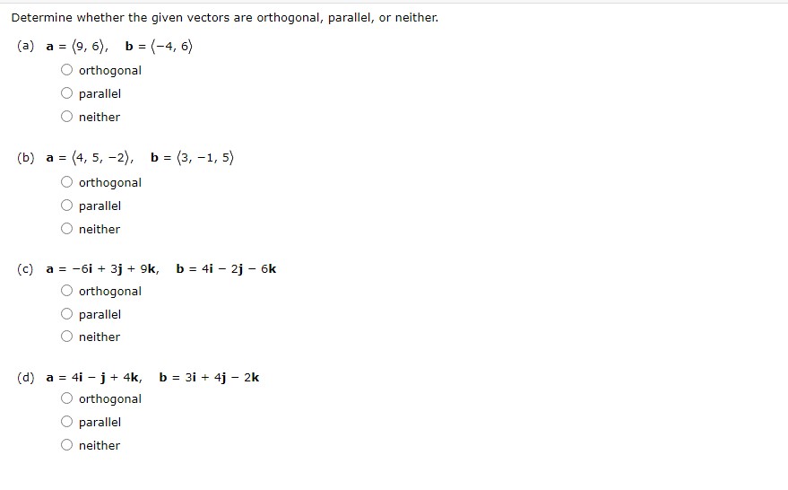 Solved Determine Whether The Given Vectors Are Orthogonal