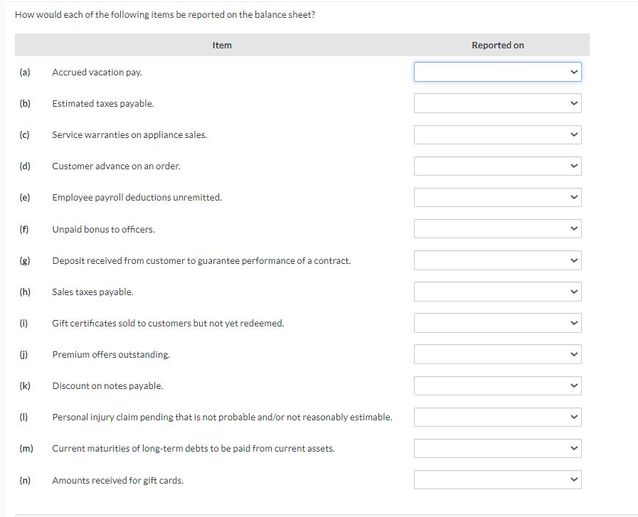 Solved Hello, I need some help figuring out how each item | Chegg.com