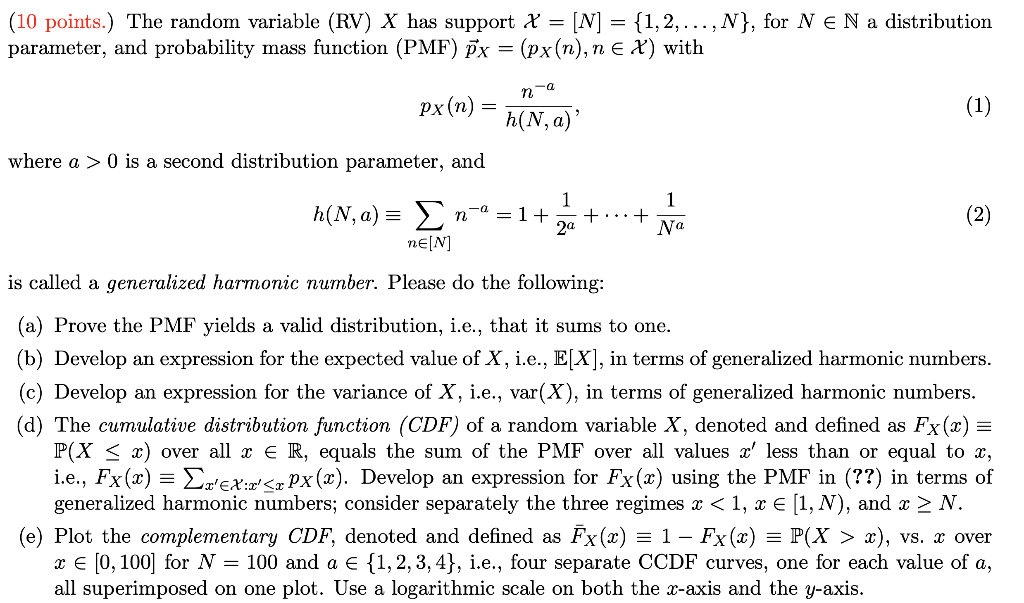 Solved = (10 points.) The random variable (RV) X has support | Chegg.com