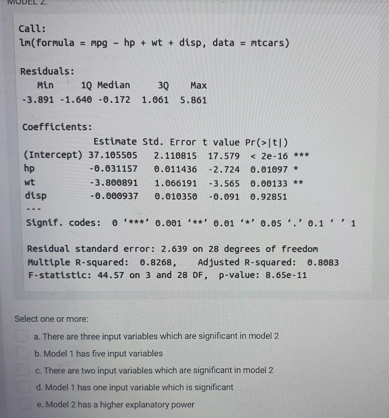 Solved Two linear regression models are fit using the same | Chegg.com
