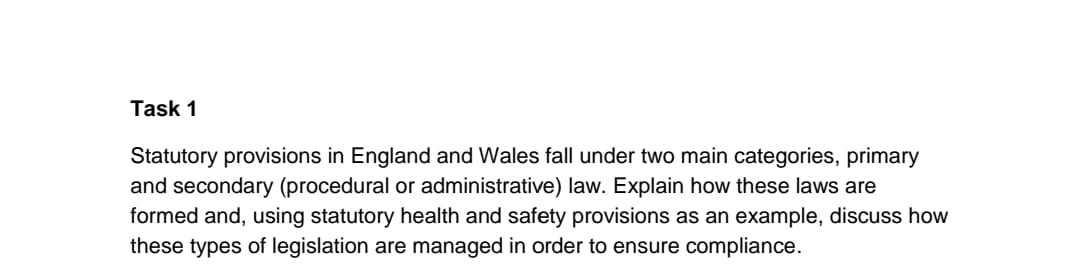Solved Task 1 Statutory provisions in England and Wales fall | Chegg.com