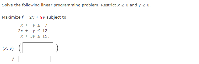 Solved Solve the following linear programming problem. | Chegg.com