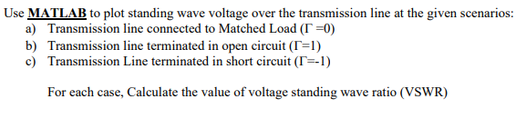Solved Use MATLAB to plot standing wave voltage over the | Chegg.com