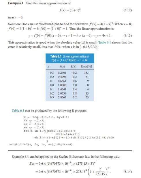 a 6.5 (a) Make a linear approximation table similar | Chegg.com