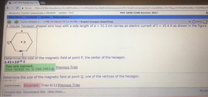 Solved A Regular hexagon shaped wire loop with a side length | Chegg.com