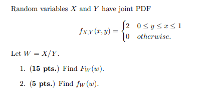 Solved Random variables X and Y have joint PDF 12 Osy Sr1 | Chegg.com